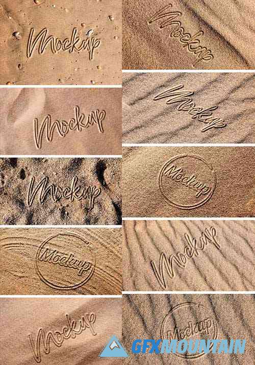 10 Logos On Sand PSD Mockups Templates Free Download Graphics 